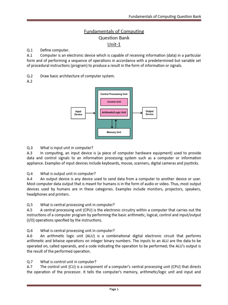 Computing 4 | PDF | Central Processing Unit | Input/Output