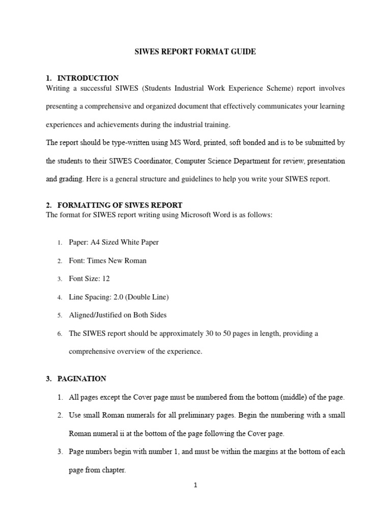 Siwes Report Format Guide | PDF | Apa Style | Written Communication