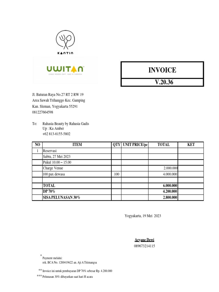 Invoice Event Rahasia Gadis 27 Mei | PDF