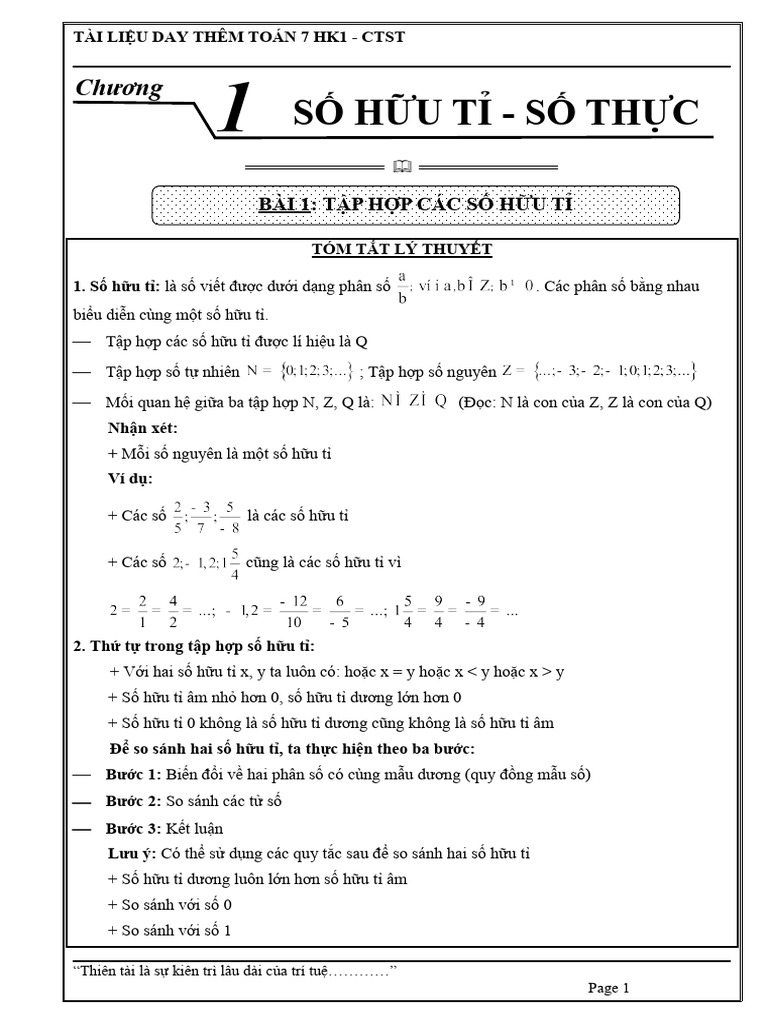 Tai Lieu Day Them Toan 7 Chan Troi Sang Tao Hoc Ki 1 | PDF