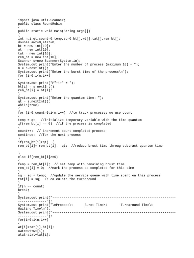 Java Round Robin Scheduling Guide | PDF