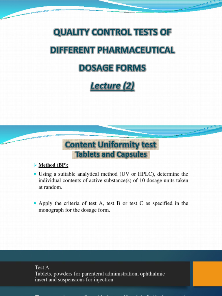 Dr. Shady Quality Control Lecture 2 - Compressed | PDF | Tablet (Pharmacy) | Pharmacy
