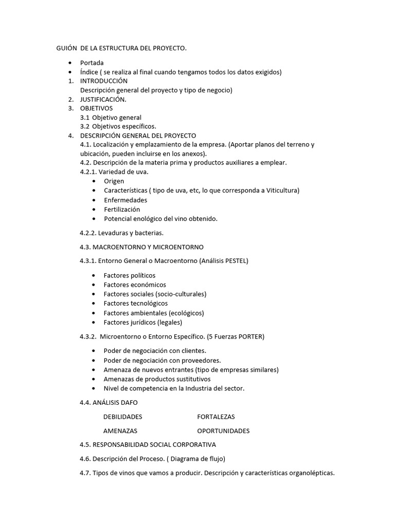 Guión de La Estructura Del Proyecto | PDF