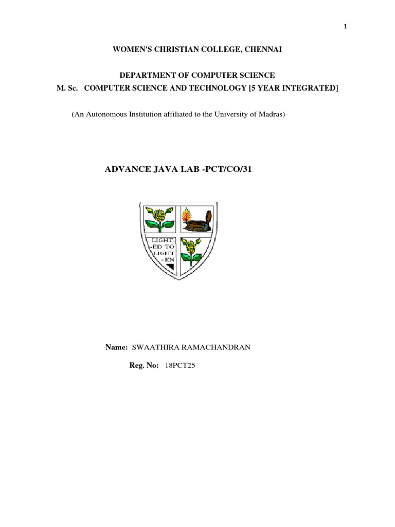 Advance Java Lab Report - WCC Chennai | PDF