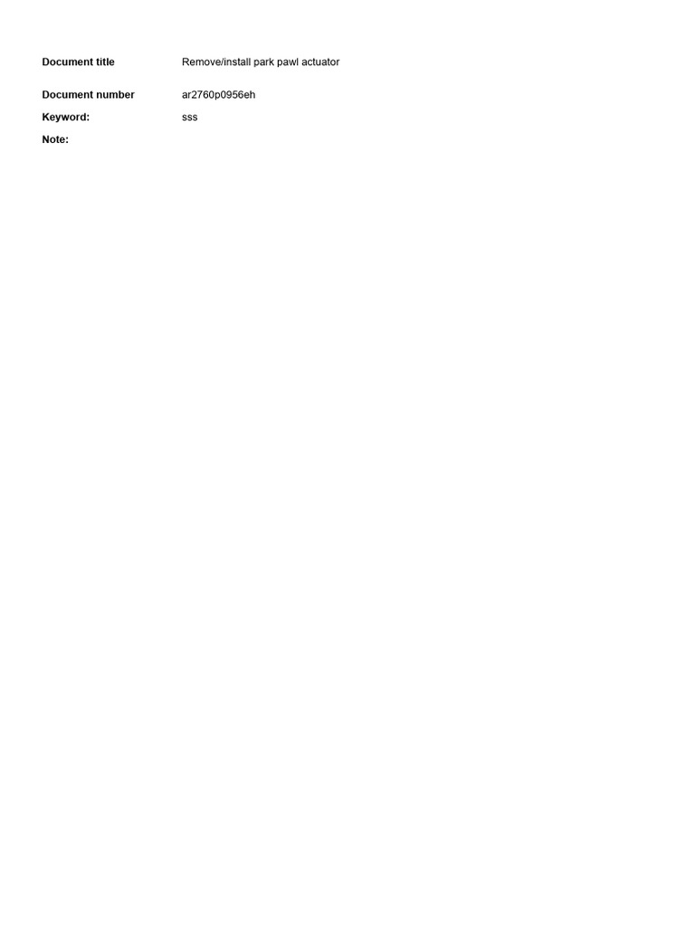 Install Park Pawl Actuator | PDF