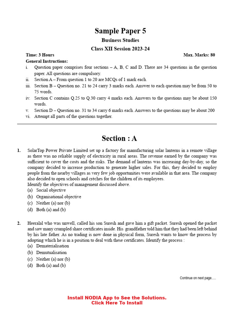 BS Sample Paper 5 Unsolved-1 | PDF | Human Resource Management | Option (Finance)