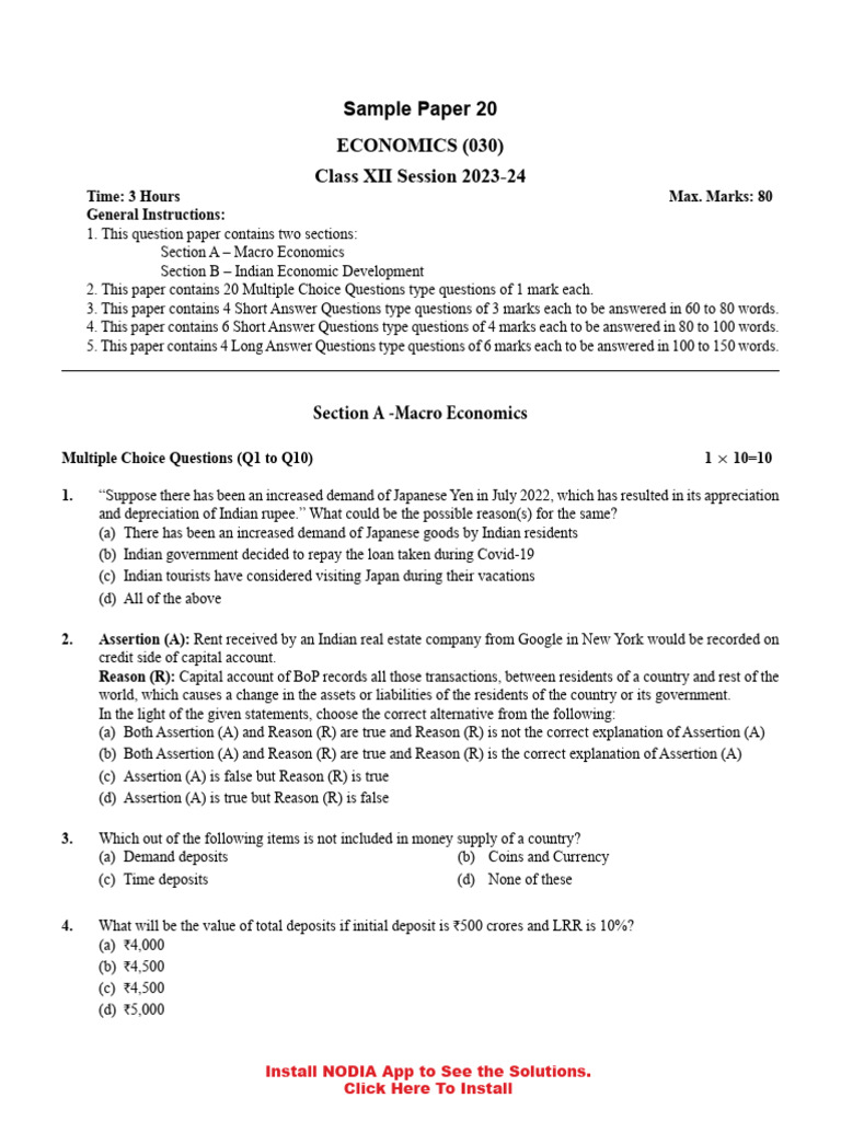 EC Sample Paper 20 Unsolved | PDF | Money | Climate Change EC Sample Paper 20 Unsolved | PDF | Money | Climate Change