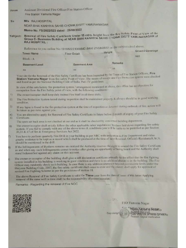 Fire Certificate Raj | PDF