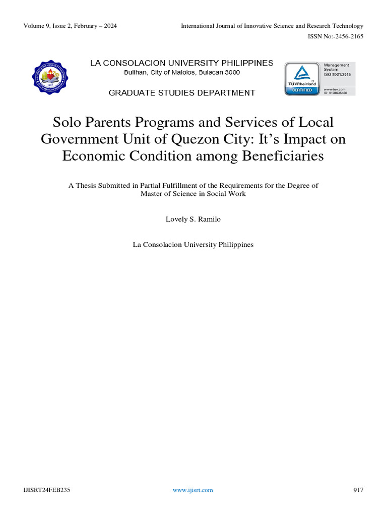 Impact of Quezon City Solo Parent Services | PDF | Social Capital ...