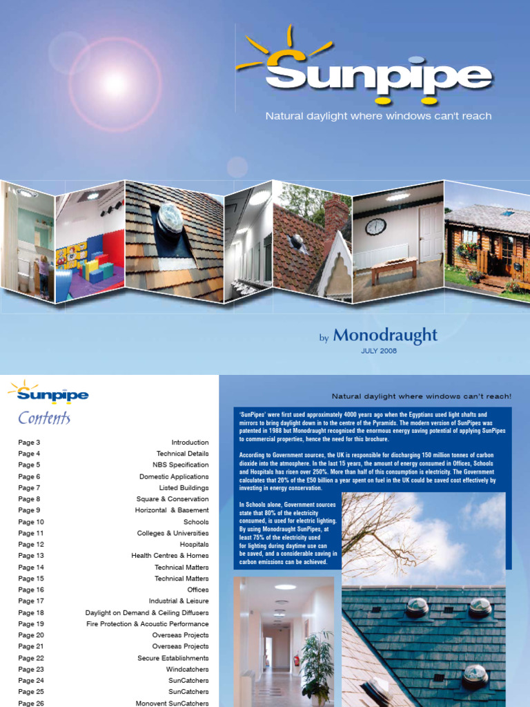 EXUVENT SunPipe Catalogo Geral | PDF | Roof | Lighting