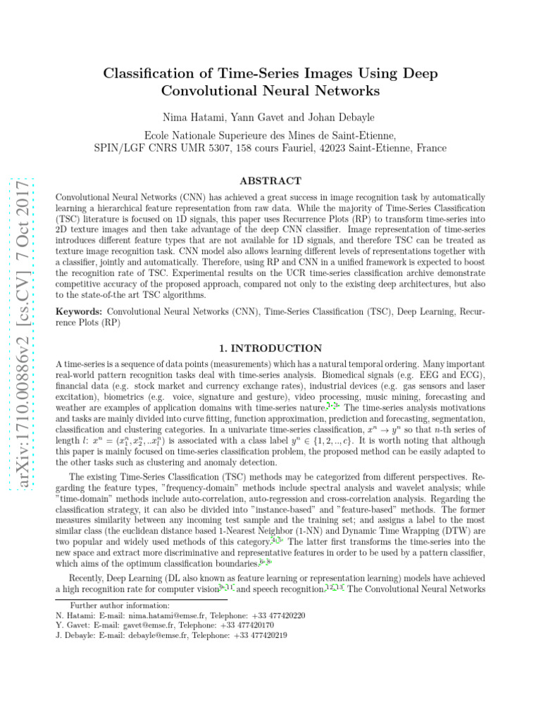 Classification Time Series Images Using Deepnn Pdf Time Series Cognition
