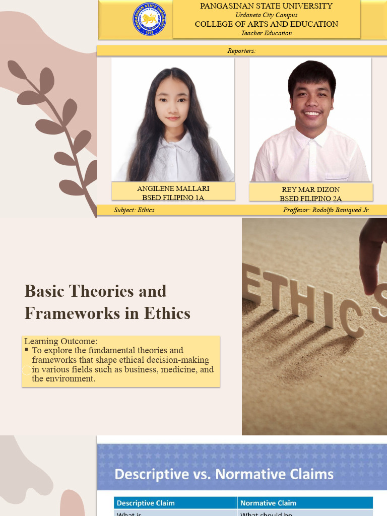 Basic Theories and Frameworks in Ethics MallariDizon | PDF | Virtue Ethics | Medical Ethics