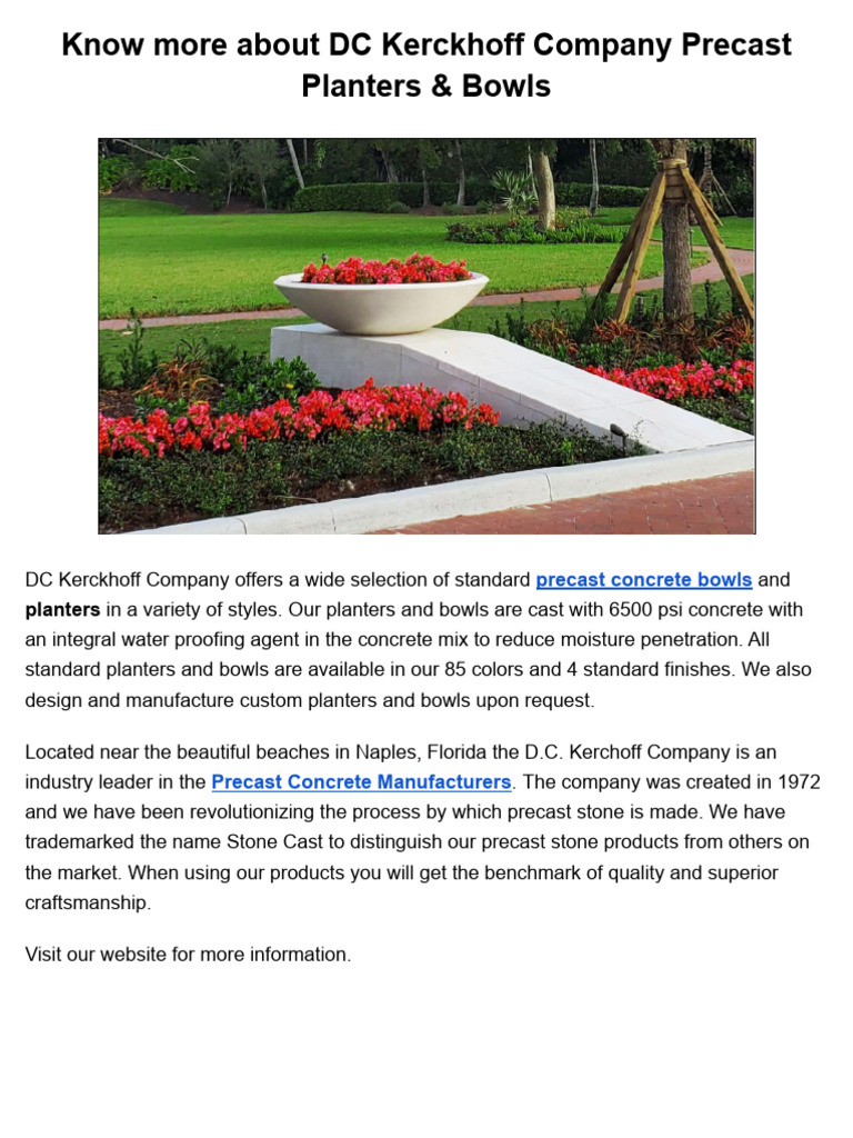 DC Kerckhoff Precast Concrete Planters | PDF