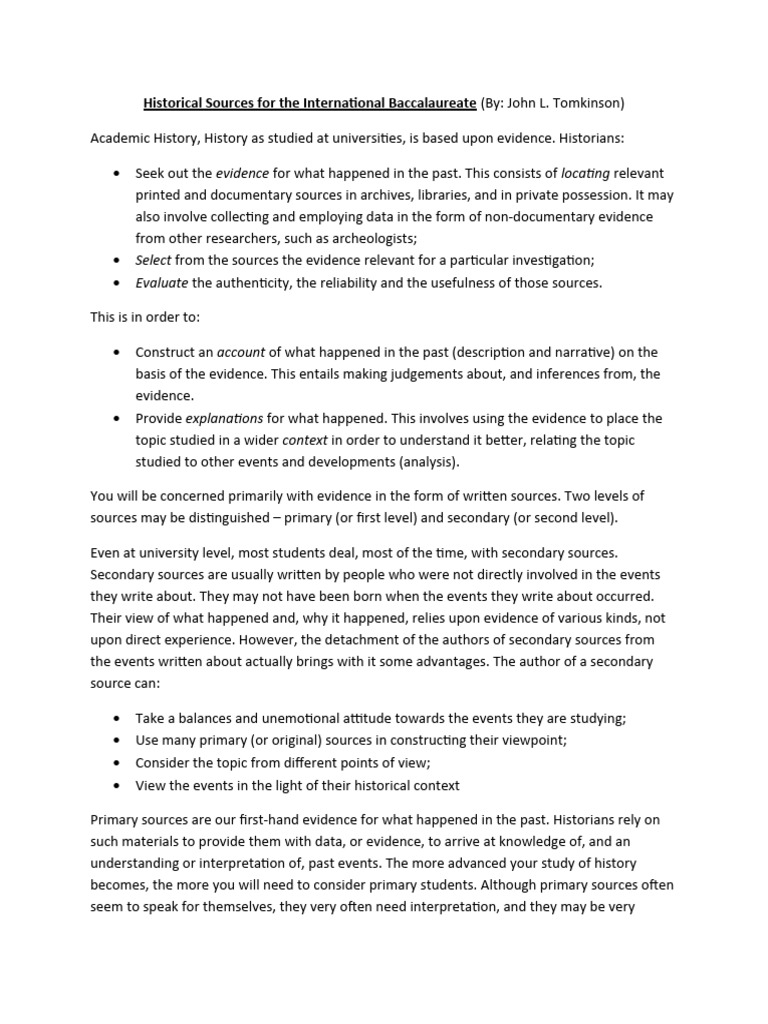 IB History: Evaluating Sources | PDF