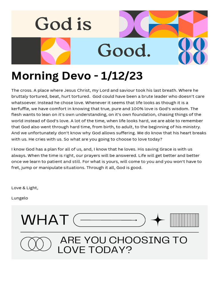 Morning Devo - 11223 | PDF | Jesus | God