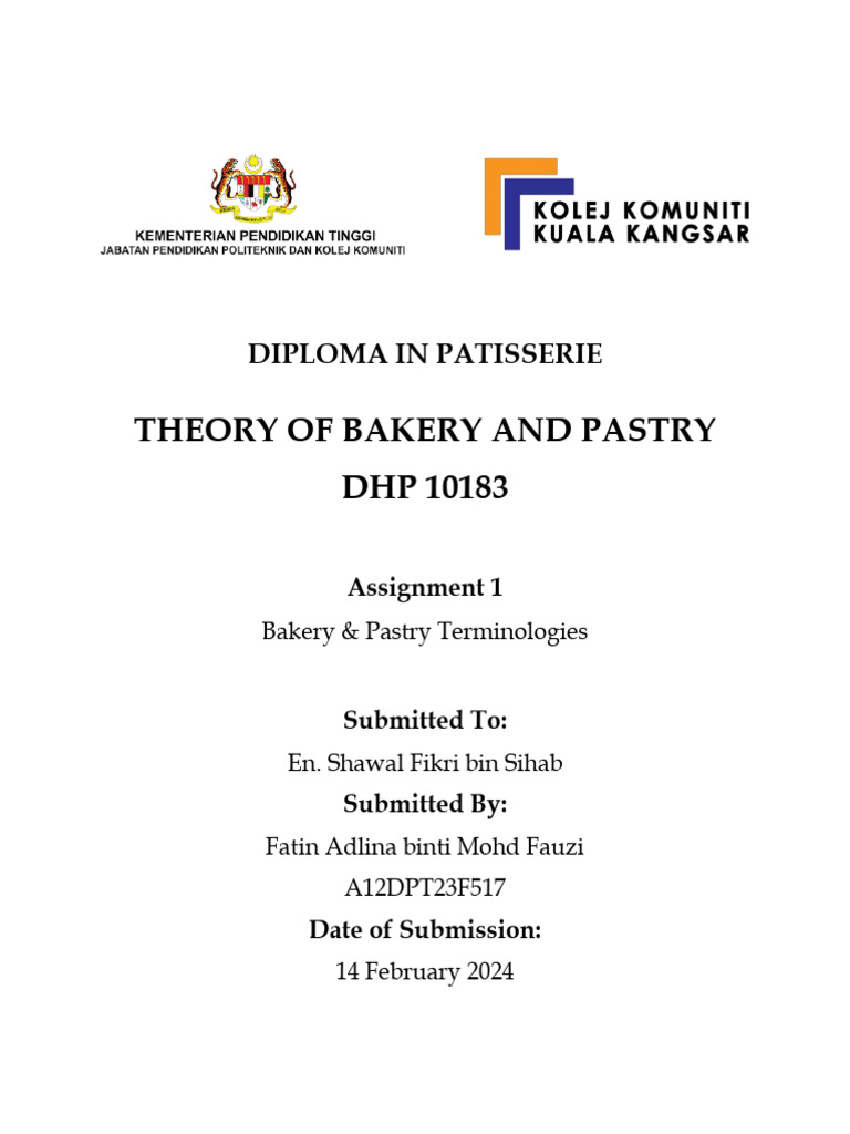Bakery And Pastry Terminologies Pdf