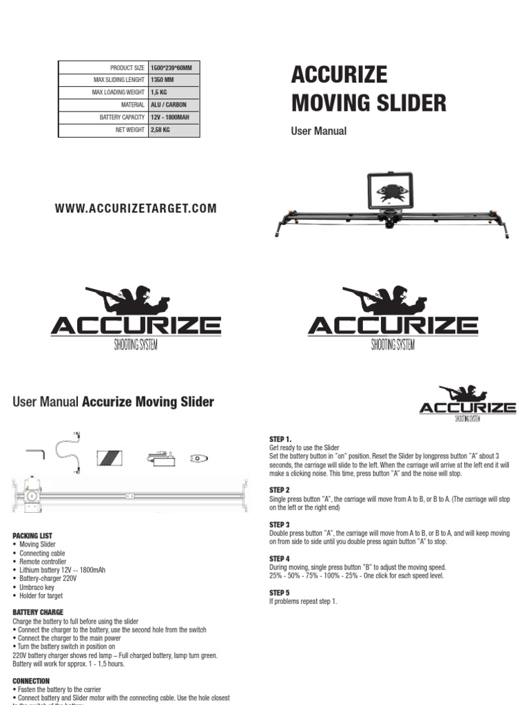 Accurize Moving Slider User Manual | PDF | Battery Charger | Electrical ...