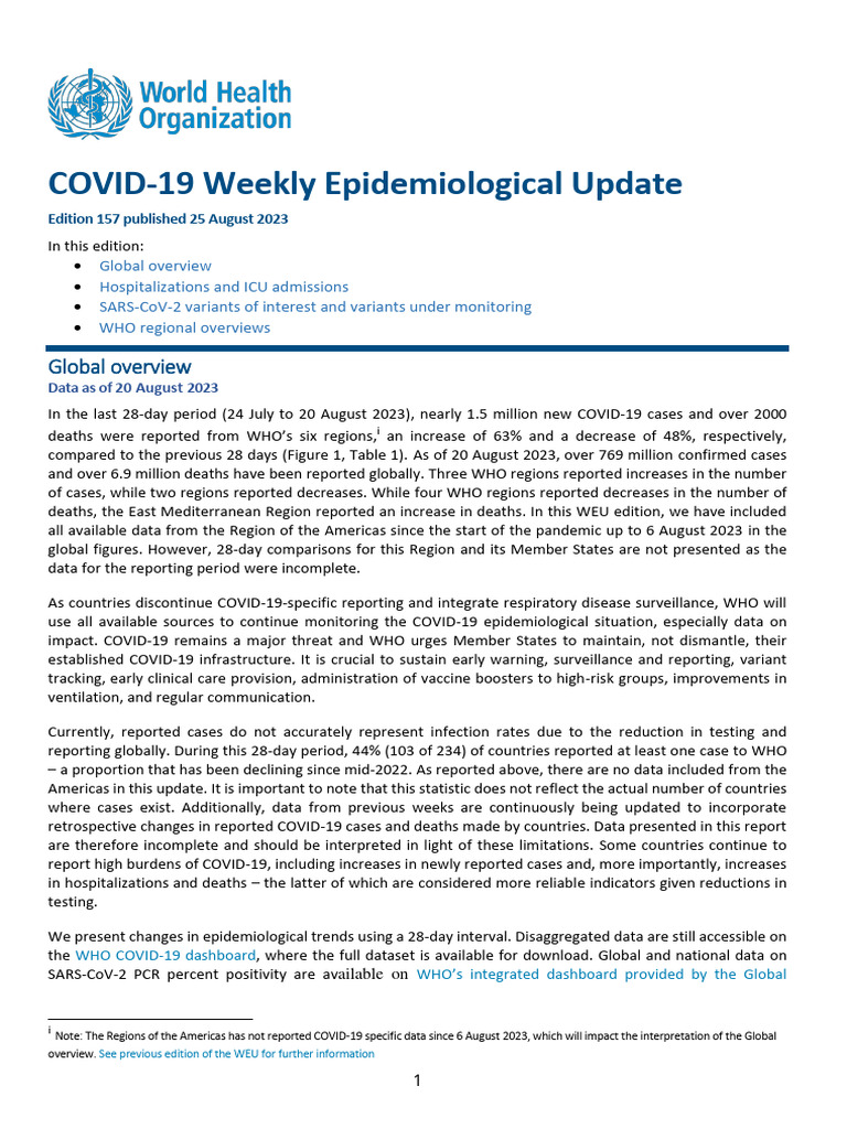Weekly Epi Update 157 | PDF