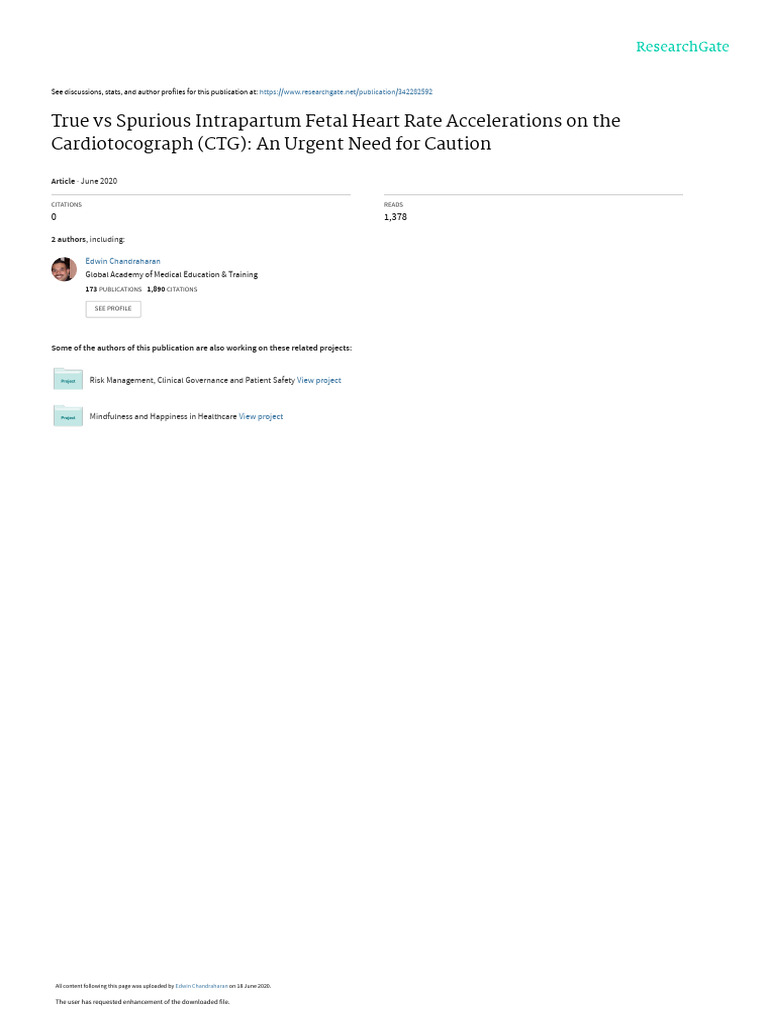 True Vs Spurious Intrapartum Fetal Heart Rate Accelerations On The ...
