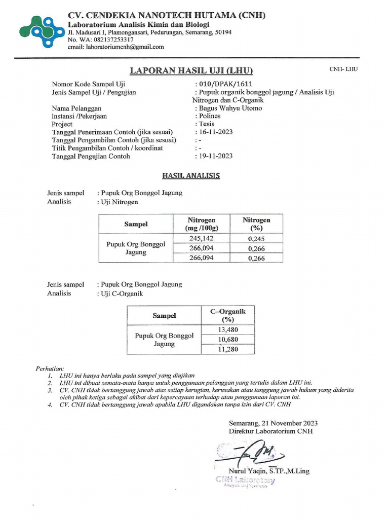LAPORAN HASIL UJI Bagus Wahyu | PDF