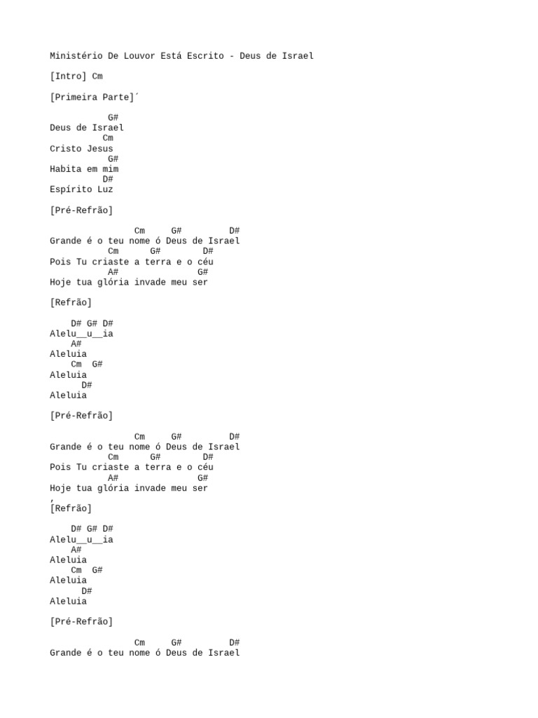 Ministério de Louvor Está Escrito - Deus de Israel | PDF