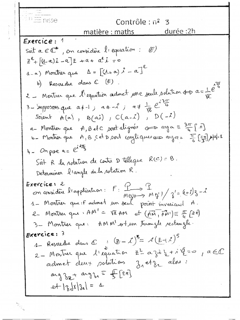 Devoir 3 Maths 2bac Sciences Mathematiques BIOF 1er Semestre Modele 3 | PDF