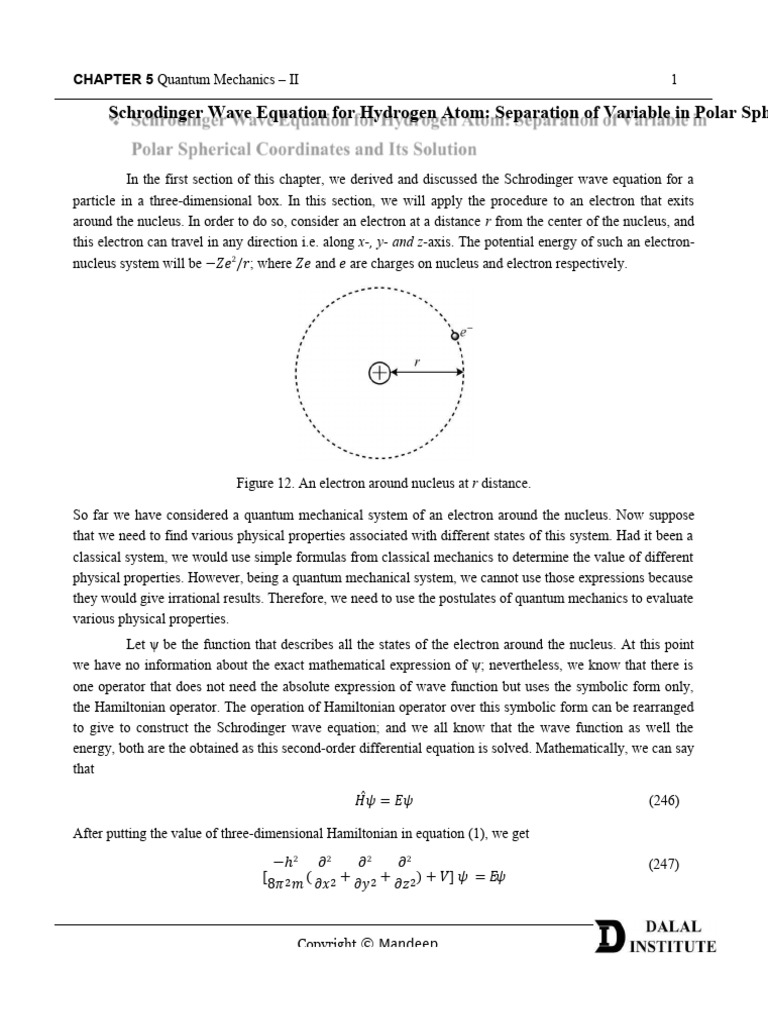 ATOPCV1 5 8 Schrodinger Wave Equation For Hydrogen Atom Separation of Variable in Polar ...