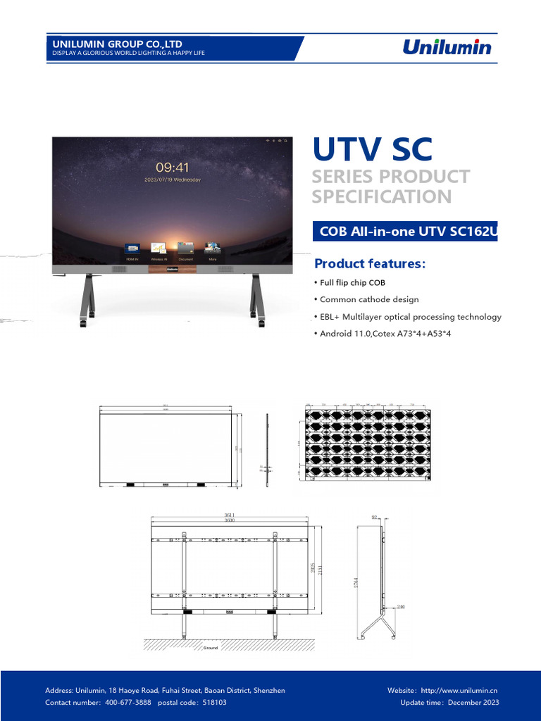 Unilumin COB All-in-One UTV SC162U (4K) Specification For Approval V1.1 ...