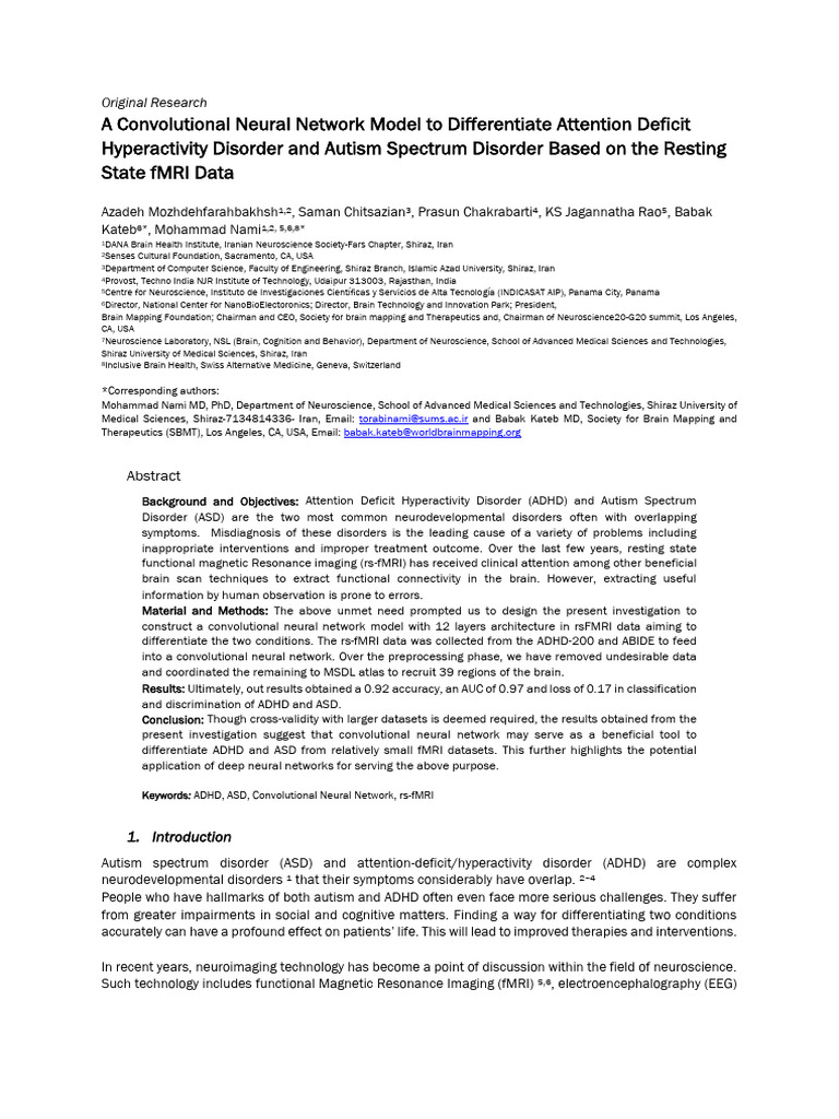 CNN Model ADHD ASD | PDF | Receiver Operating Characteristic | Functional Magnetic Resonance Imaging