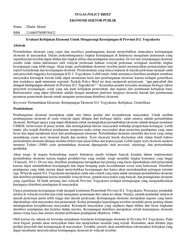Policy Brief Ekonomi Sektor Publik | PDF