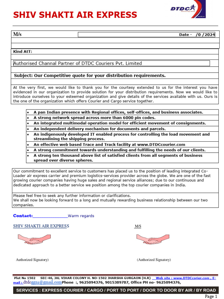 DTDC Rate - 2024 Latest | PDF