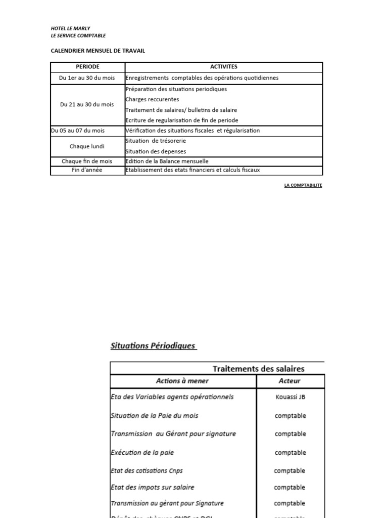 Calendrier Comptable Mensuel 2025 | PDF
