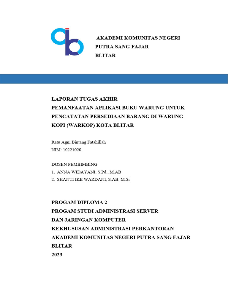 Laporan Tugas Akhir - Ratu Agni | PDF