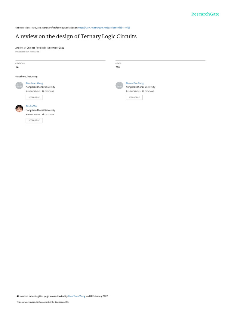 Areviewonthedesignof Ternary Logic Circuits | PDF | Logic Gate | Electronic Circuits