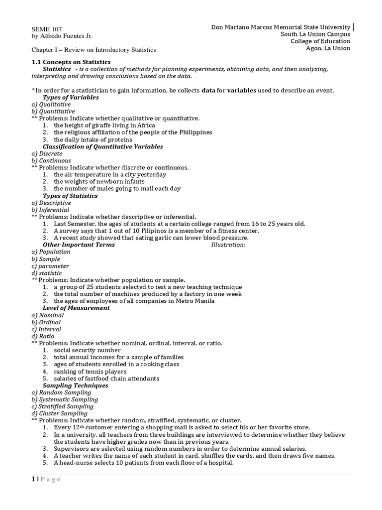 Intro to Statistics Overview | PDF
