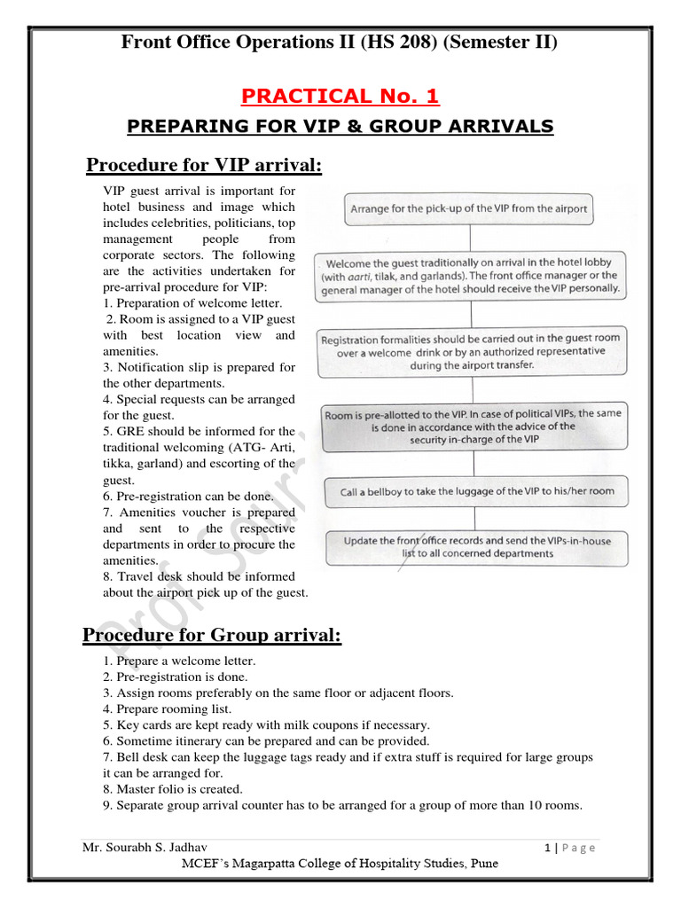 Preparing For Vip & Group Arrivals | PDF
