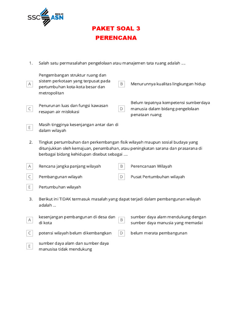 Paket Soal 3 Perencana | PDF