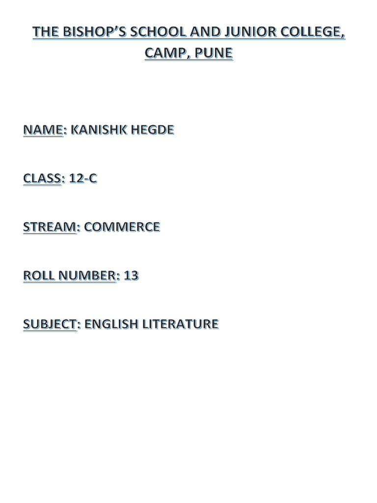 English Literature Project (1st Term) | PDF