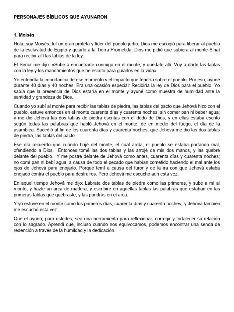 Personajes Bíblicos que Ayunaron | PDF
