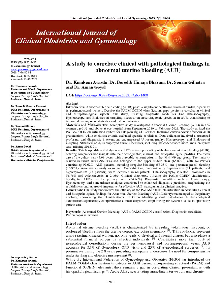 A Study To Correlate Clinical With Pathological Findings In Abnormal