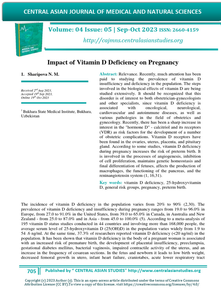 Impact of Vitamin D Deficiency On Pregnancy | PDF | Vitamin D | Clinical Medicine