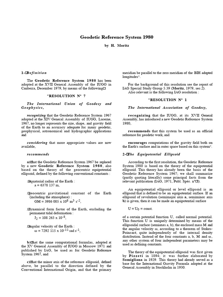 WGS 84 Equation | PDF