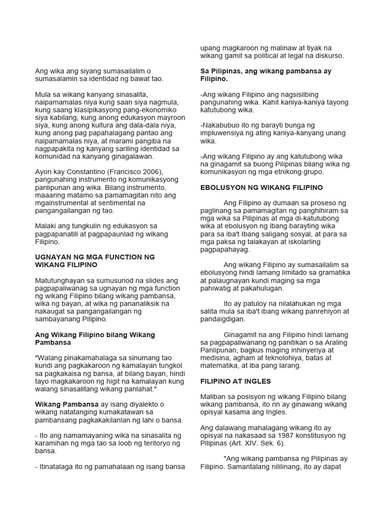 Kabanata 1 - Reviewer-Fildis | PDF