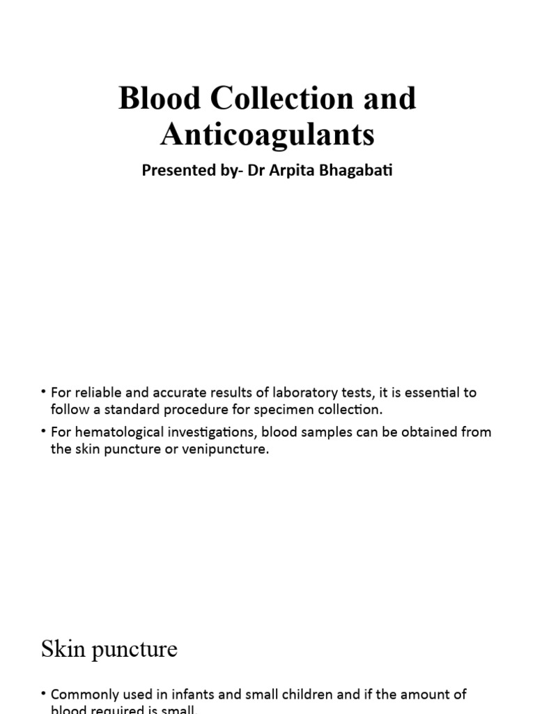 Anticoagulants in Blood Collection Methods | PDF | Medical Specialties ...