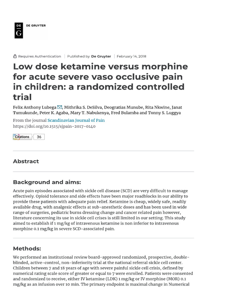 Low Dose Ketamine | PDF