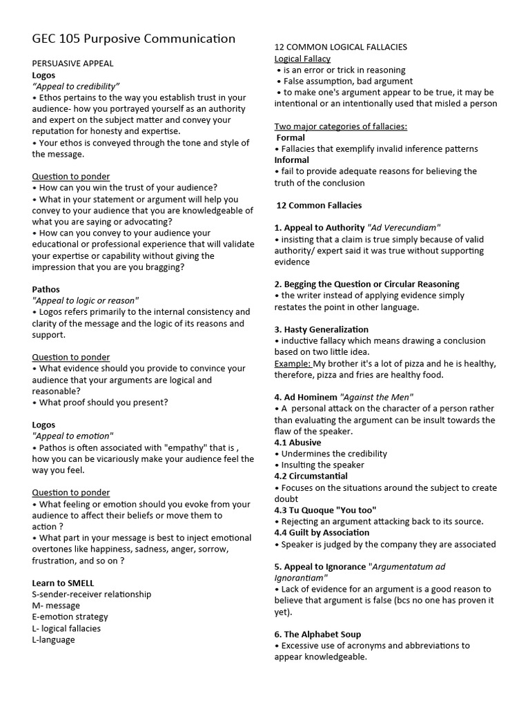 GEC 105 Purposive Communication | PDF