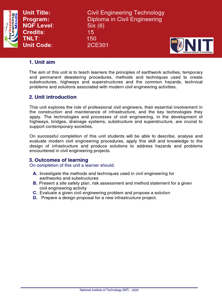 2ce301 Civil Engineering Technology | PDF | Educational Assessment | Learning