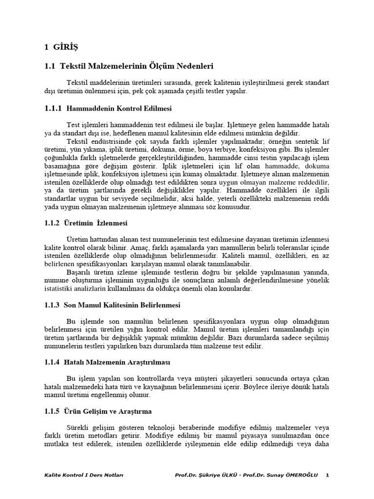 Kalite Kontrol ID1 | PDF