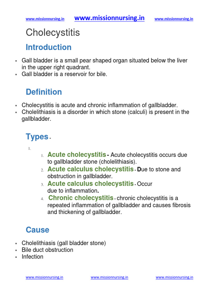 Cholecystitis - Gallbladder Inflammation, Symptoms, Treatment | PDF