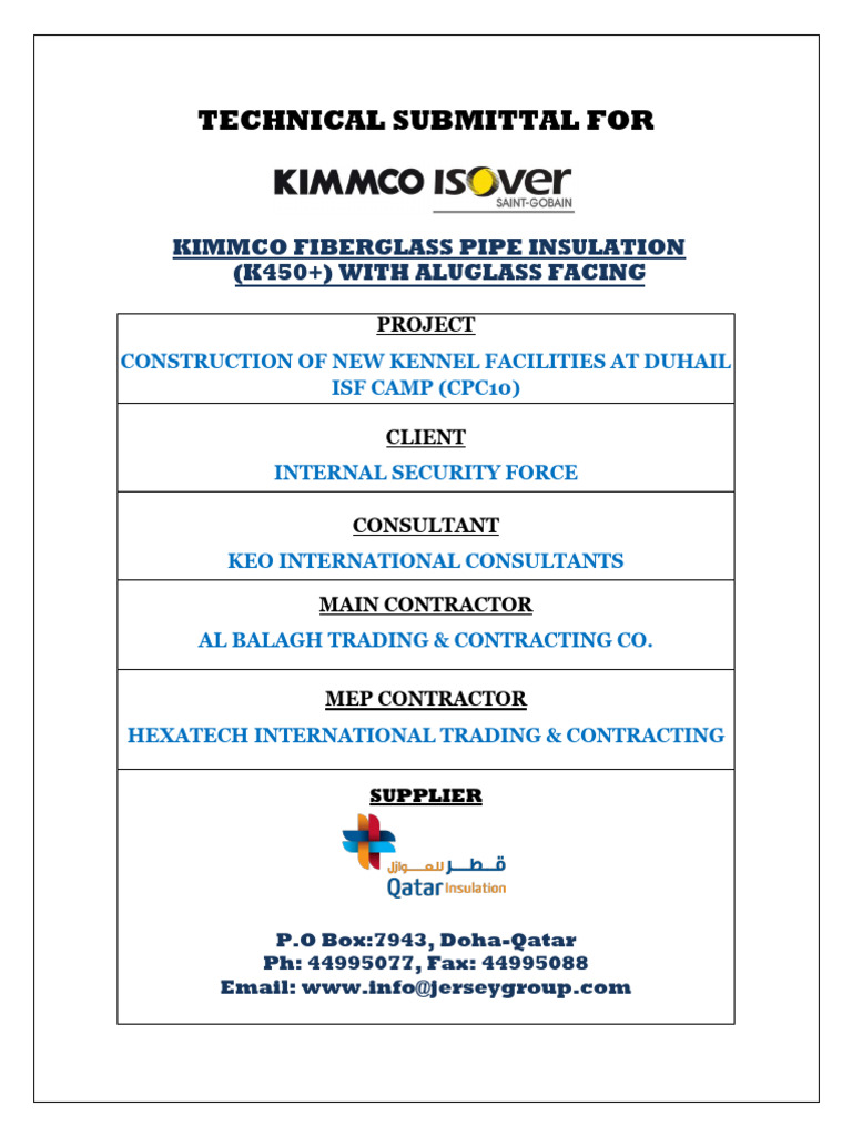 K450+ Submittal - Pipe Insulation | PDF